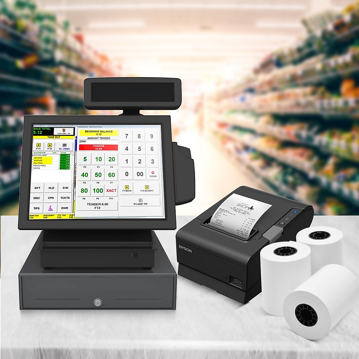 TThermal Printer Receipt Paper Rolls for Cash Registers and POS Print Paper Systems 3-1/8" X 230' - 48 GSM 50 Rolls Comaptible with Square, Clover, Epson Tmt88, Tsp and More