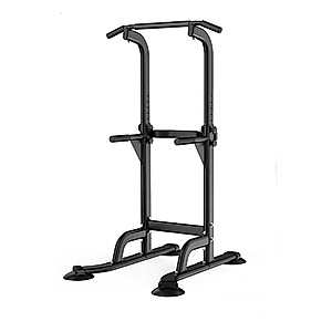 KDFJ Adjustable Height Pull Up Dip Station Power Tower Pull-ups Stand for Home Gym Strength Workout Horizontal Bars Fitness Equipment-Black