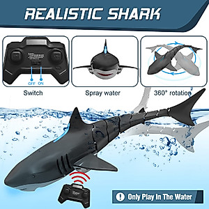 wakeInsa 2.4G Remote Control Shark,Kids Shark Toy,RC Boats,Submarine,Pool Toy for Kids,Water Toy,Christmas and Birthday Gift for Boys and Girls