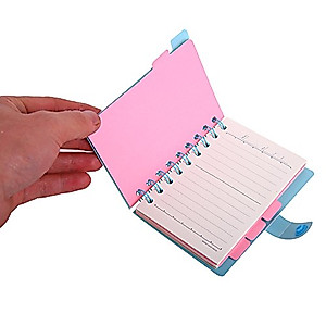 Pocket Spiral Journal Mini Notebook, Traveler Cute Diary, 5 Subject Planner, Ruled Small Writing Paper Hard Cover Notepad, Index Label, 100 Sheets, 5.1"×3.5" Smile Printed Memo Pad