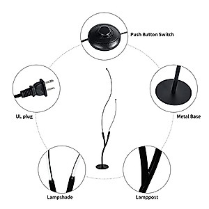 O'NEELDY LED Corner Floor Lamps, Black Branch Standing Lights with Foot Switches for Living Room, Bedroom, Reading Room (57 Inch Tall)