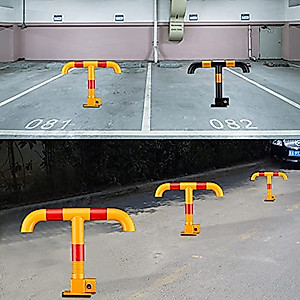 Heavy Duty Car Parking Space Lock Bollard T Shape with Spring Foldable Parking Barrier Safety Barrier for Commercial, Private Use (Color : Black, Size : 60x55cm)