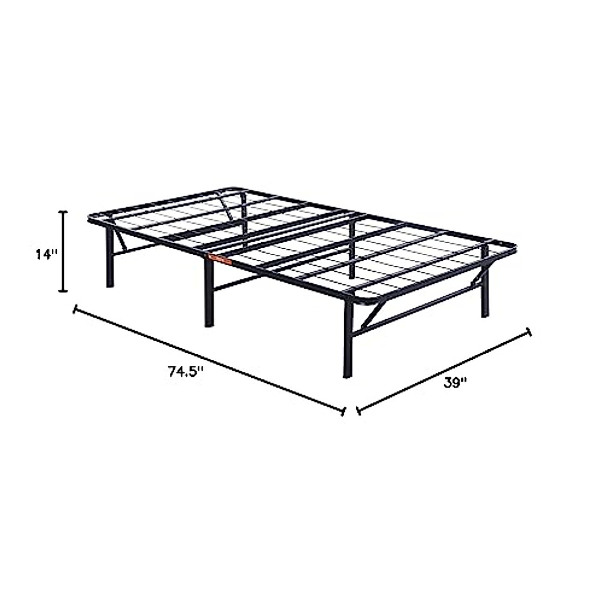 Olee Sleep Foldable Metal Platform Bed Frame, 14 Inch Steel Mattress Foundation, Easy Storage, No Box Spring Needed, Black, Twin Size