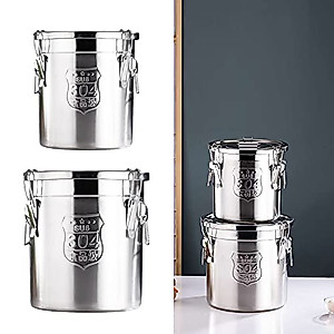 TOOL1SHOoo 6L Airtight Canister Food Stainless Steel Kitchen Cereal Container Grain Kitchen Milk Storage Canister Kitchen Rice Bucket Flour Container Kitchen Bucket With Lid