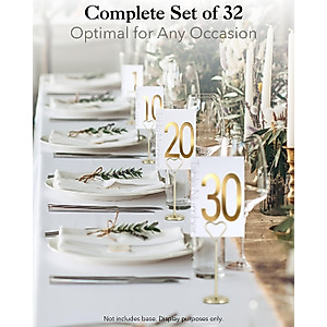 ElegaAura 32 Pcs Wedding Table Numbers, Gold Table Numbers for Wedding Reception, Double Sided Foil Number Cards 1-30 + Head & Gift Table, 4x6 in Table Signs for Restaurant, Baby Shower, Party, Event