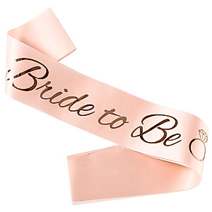 Generic Bride to Be Sash, Bride Sash for Bridal Shower, Bachelorette Sash, Bachelorette Party Wedding Engagement Party Favors Gift Accessories Pink Satin Sash with Gold Lettering (Pink)