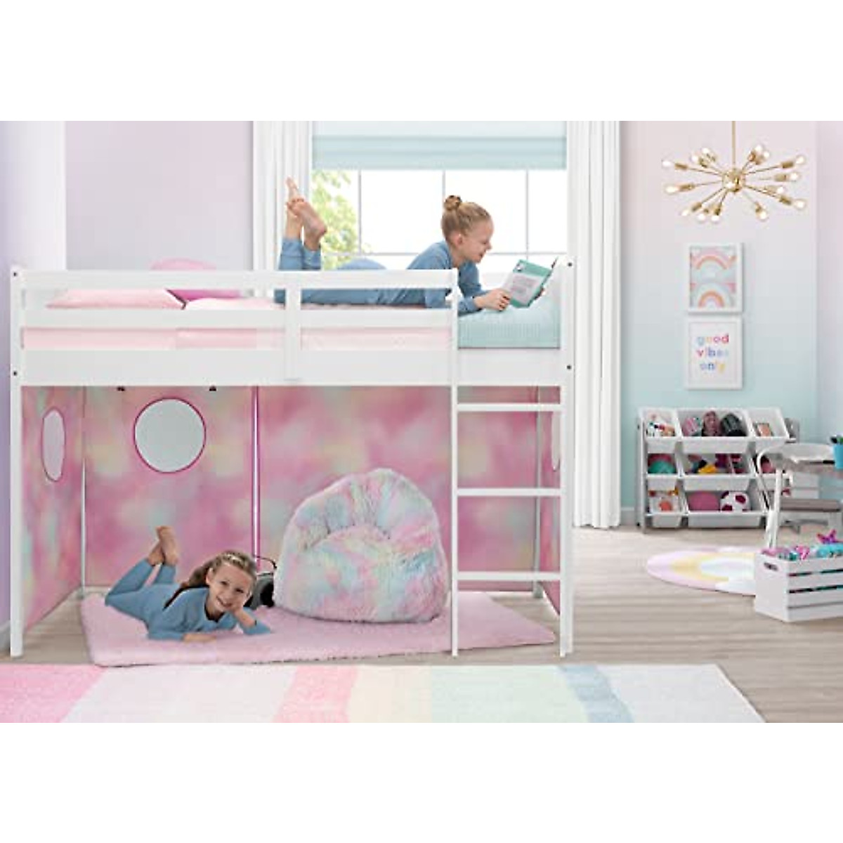 Delta Children Loft Bed Tent - Curtain Set for Twin Loft Bed (Bed Sold Separately), Tie Dye