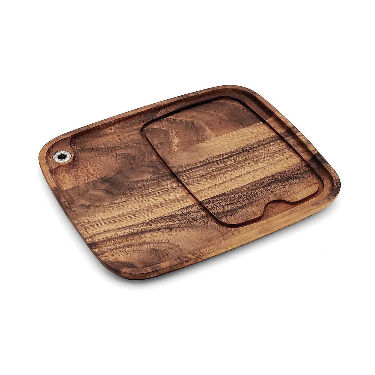 Ironwood Gourmet Fort Worth Steak Plate with Juice Channel, Acacia Wood 13 x 11 x 0.75 -inches