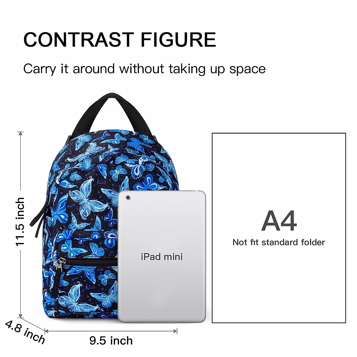 Choco Mocha Butterfly Small Backpack for Girls and Women Teen, Kids Mini Backpack Purse Cute Little Girls Backpack School Travel Bookbag, Christmas Gift for Girls, Black