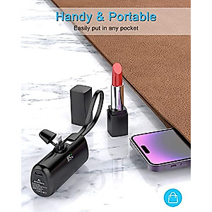 Aimenzunto Small Portable Charger Power Bank, 5000mAh with Lightning & USB C Dual Output Powerbank, LED Display Battery Pack Fast Charging for iPhone 14/13/12/11 Samsung Google Pixel Moto etc