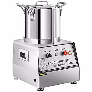 VBENLEM 110V Commercial Food Processor 15L Stainless Steel Grain Grinder 1400W Electric Food Grinder Cutter Mixer Perfect for Meat or Vegetable Stuffing, Fruit or Peanut Jam, Grain Powder