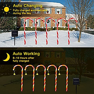 Phreewill Christmas Outdoor Solar Garden Lights, 5 Pack Candy Cane Christmas Decorations with Star, Waterproof Christmas Pathway Lights for Patio Yard Outdoor