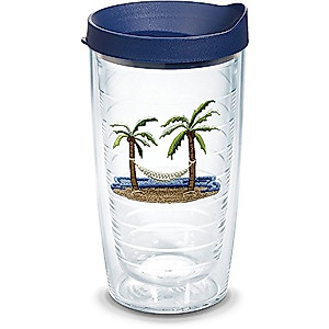 Tervis Palm Tree & Hammock Scene Insulated Tumbler, 1 Count (Pack of 1), Navy Lid