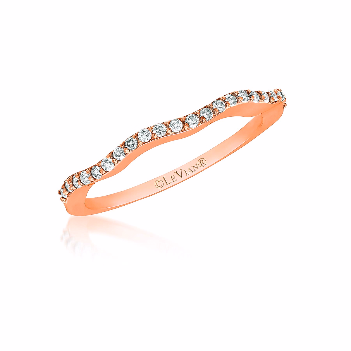 LE VIAN 1/6 Carat Diamond Wavy Stackable Band Ring for Women in 14k Rose Gold (H-I Color, VS2-SI1 Clarity, cttw) Anniversary Wedding Band Ring Size 7 by LeVian