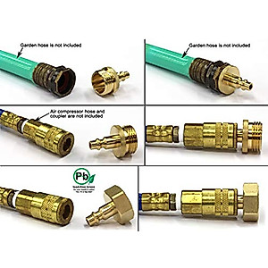 Water Blowout Quick Connect Plug Fittings for Air Compressor, Winterize Kit for RV, Camper, Outdoor Plumbing, Garden Hose, and Sprinkler Systems (One Pair)