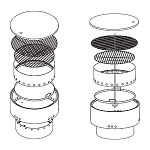 Outdoor Multifunctional Metal Fire Pit Garden BBQ Firepit Brazier Round Table Stove Patio Heater, 27.5 Inch, Thick Solid Steel DIY C