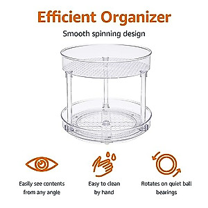 Amazon Basics 2 Tier Clear Lazy Susan Turntable Organizer, 9-Inch