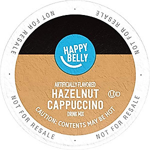 Amazon Brand - Happy Belly Light Roast Cappuccino Coffee Pods, Hazelnut Flavored, Compatible with K-Cup Brewers, 24 Count