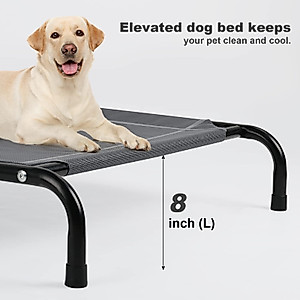 DogBaby Elevated Dog Bed, Outdoor Dog Bed Raised Dog Bed Dog Cot with Washable Breathable Mesh Dog Cots Beds for Large Dogs Chew Proof Cooling Dog Bed for Indoor Outdoor Use Grey
