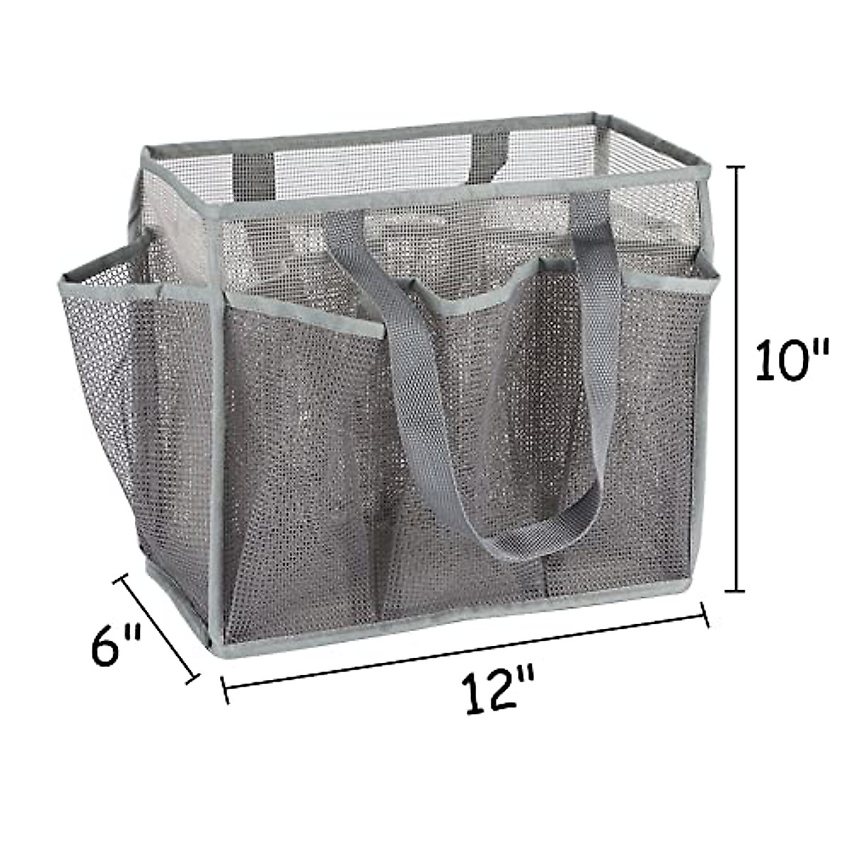 Qimodo Mesh Shower Caddy Tote with V-separated Compartment,Heavy Duty Toiletry Bath Basket Bag for Dorm College Gym Camping (Grey)