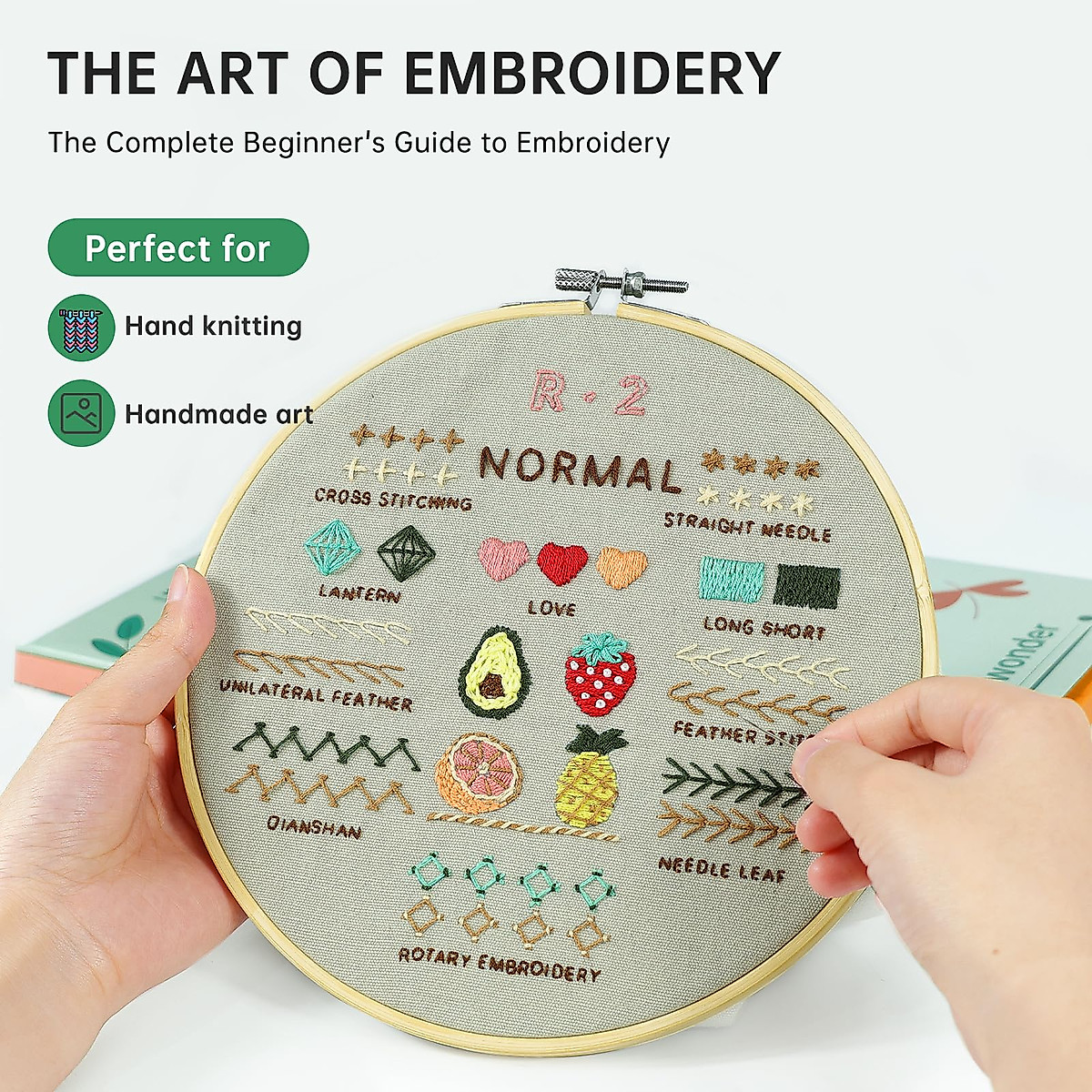 CYANFOUR 4 Stage Embroidery Kit for Beginners Adults, Easy to Learn 38 Different Stitches from Instruction & Video, Needlepoint Kits for Adults with Stamped Embroidery Patterns.
