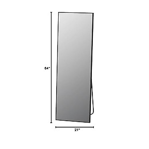 NISHCON Modern Black Full Length Mirror, 64"x21" Rectangular Floor Mirror with Stand, Wall-Mounted or Freestanding, Perfect for Living Room, Bedroom, Entryway