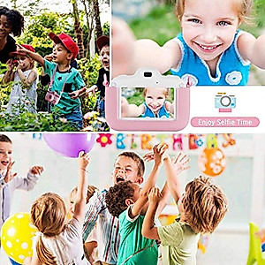LKYBOA Pink Blue Children's Camera -Kids Camera for Girls or Boys, Anti-Drop Kid Digital Camera with Soft Silicone Shell and 8 Pixel Dual Lens (Color : Pink)