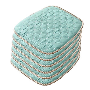 OITTO Set of 6 Farmhouse Lace-up Kitchen Chair Cushions,16 x 16 Dining Chair Chair Cushions,U Shaped Non Slip Dining Chair Seat Cushions,Machine Washable Seat Cushions,Do Not Fade Light Green