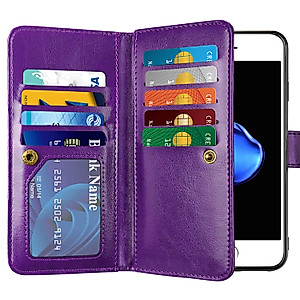 Vofolen 2-in-1 Case for iPhone 8 case iPhone 7 SE 2020 Wallet Card Holder Slot Detachable Strap Protective Slim Hard Shell Magnetic PU Leather Folio Pocket Flip Cover for iPhone 7 8 SE2 Mandala Purple