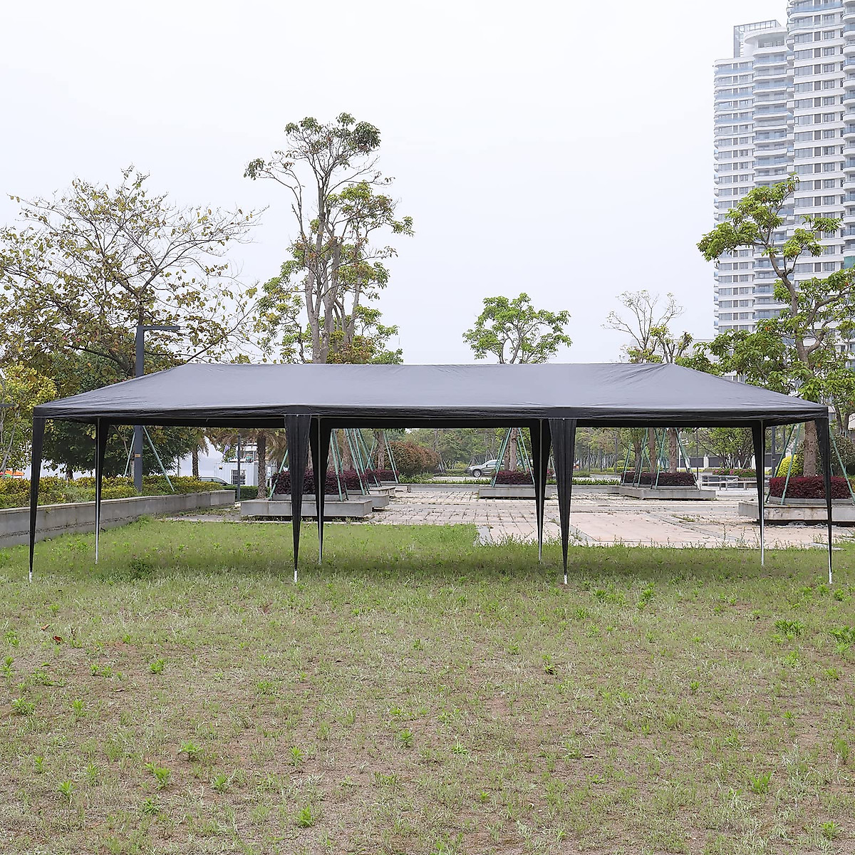 10' x 30' Party Tent,Wedding Tent with 8 Removable Sidewalls,Patio Canopy Tent, Outdoor Patio Gazebo with Spiral Tubes for Party,Wedding,BBQ, Waterproof (10' x 30'- 8 Removable Sidewalls, Black)