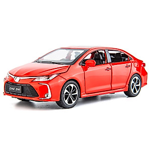 BDTCTK Compatible for 1:32 Corolla Model Car, Zinc Alloy Pull Back Toy Car with Sound and Light for Kids Boy Girl Red