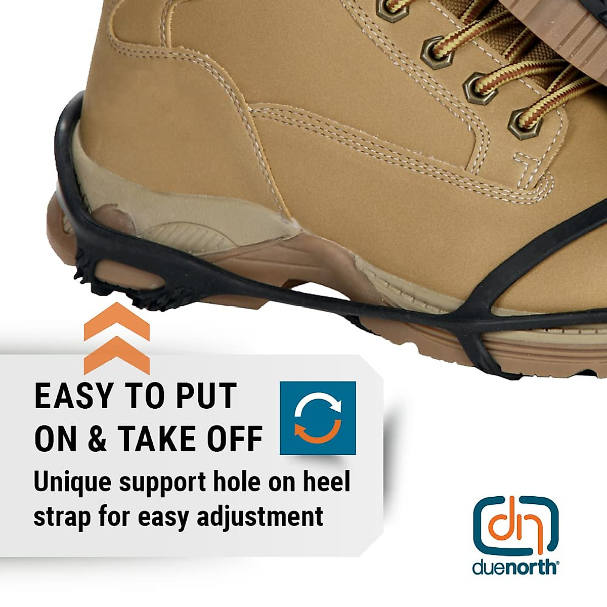 Due North Light Industrial Ice Cleats for Walking and Working - 12 Replaceable Ice Diamond Spikes (Pair)