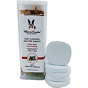 Warren London Deep Cleaning Paw Soak | Soothing Itchy Paw Relief for Dogs with Seaweed, Tea Tree Oil, & Aloe Vera | Anti Licking for Dogs Paws | 5 Minute Paw Spa Service at Home | 12 Tablets
