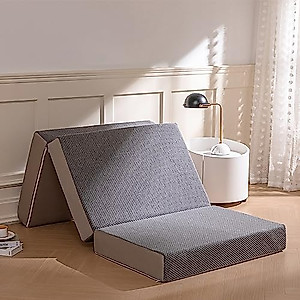 Dyonery Folding Mattress, 6 Inch Queen CertiPUR-US Certified Memory Foam Foldable Camping Mattress with Washable Cover, 80"×60"×6", Grey