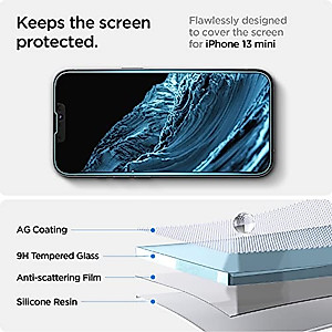 Spigen Tempered Glass Screen Protector [GlasTR EZ FIT] designed for iPhone 13 Mini - Sensor Protection / 2 Pack