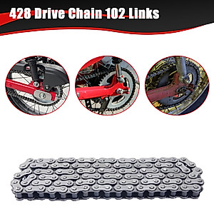 KAMIER 428 Drive Chain 102 Link with Chain Breaker for 50cc 70cc 90cc 110cc 125cc CT90 CT110 TaoTao TForce Coolster Vitacci Apollo Trailmaster Pit Dirt Bike 4 Wheeler ATV Quad Go Kart Heavy Duty Parts