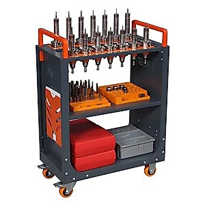 LYREIGN CNC Tool Organizers Service Carts, Multi-Function Workshop CNC Tool Holder Transfer Cart with Wheels, CNC Tool Holders Station for Storehouse Factory Garage