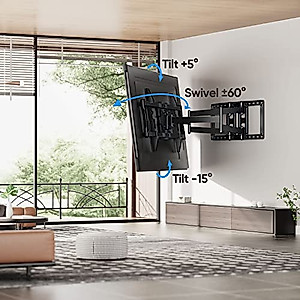 Pipishell TV Wall Mount Bracket Full Motion for 50-90 Inch OLED QLED Flat Curved TV with 29 Inch Extension Articulating Arm Swivel Tilt Level, Max VESA 800x400mm Up to 132 lbs Fits 16/18/24 Inch Studs