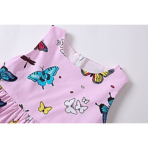 SMILING PINKER Little Girl Dresses Summer Butterfly Kids Toddler Cotton Sundress (Pink, 5 Years)