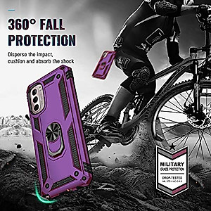 PUSHIMEI for Moto G Stylus 5G 2022 Case with Screen Protector [Military Grade 16ft. Drop Tested] Magnetic Ring Holder Kickstand Protective Phone Case for Motorola Moto G Stylus 5G 2022, Purple