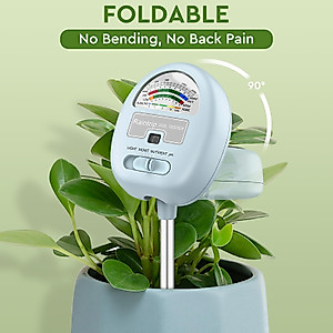 【Upgraded 】 4-in-1 Soil Moisture Meter, Soil Ph Meter, Soil Tester for Moisture, Light,Nutrients, pH,Soil Ph Test Kit, Great for Garden, Lawn, Farm, Indoor & Outdoor Use ，No Battery Required（Blue)