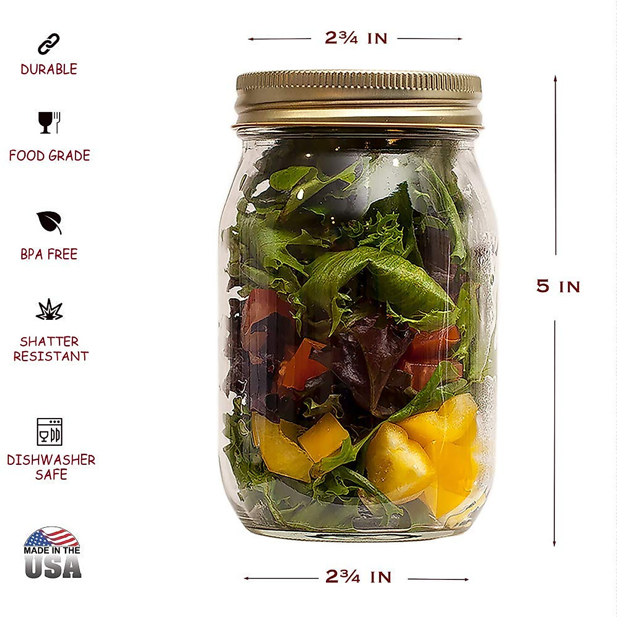 EHOMEA2Z Mason Jars 16 oz Pint Regular Mouth (12 Pack) With 60 Reusable Chalkboard Stickers (16 Oz Regular Mouth, 12 Pack)