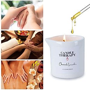 Candle Therapy Massage Oil Candles with Spout, 8.1 oz Natural Moisturizing Lotion Candle for Relaxing Body Candle, Low Temp Massaging Candle (Lavender Chamomile)