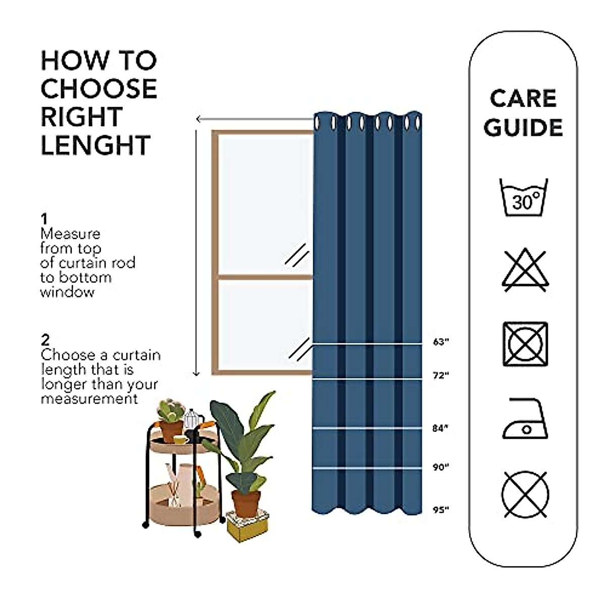 Deconovo 100% Blackout Curtains, Room Darkening Curtains, Linen Noise Reducing Curtain 72 inch Length, Thermal Insulated Drapes for Kids Bedroom - 52x72 Inch, 2 Panels, Aegean Blue