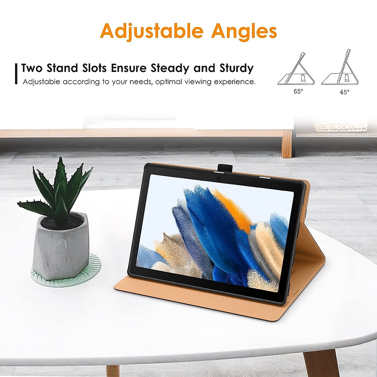 DTTO for Samsung Galaxy Tab A8 10.5 Inch Case 2022, Premium Leather Business Folio Stand Cover with Built-in Hand Strap for Galaxy Tab A8 10.5" 2022 Model [SM-X200/X205/X207], Black