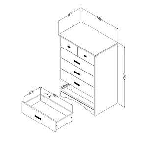 South Shore Tiara 5-Drawer Dresser, Pure White with Jewel-Like Handles