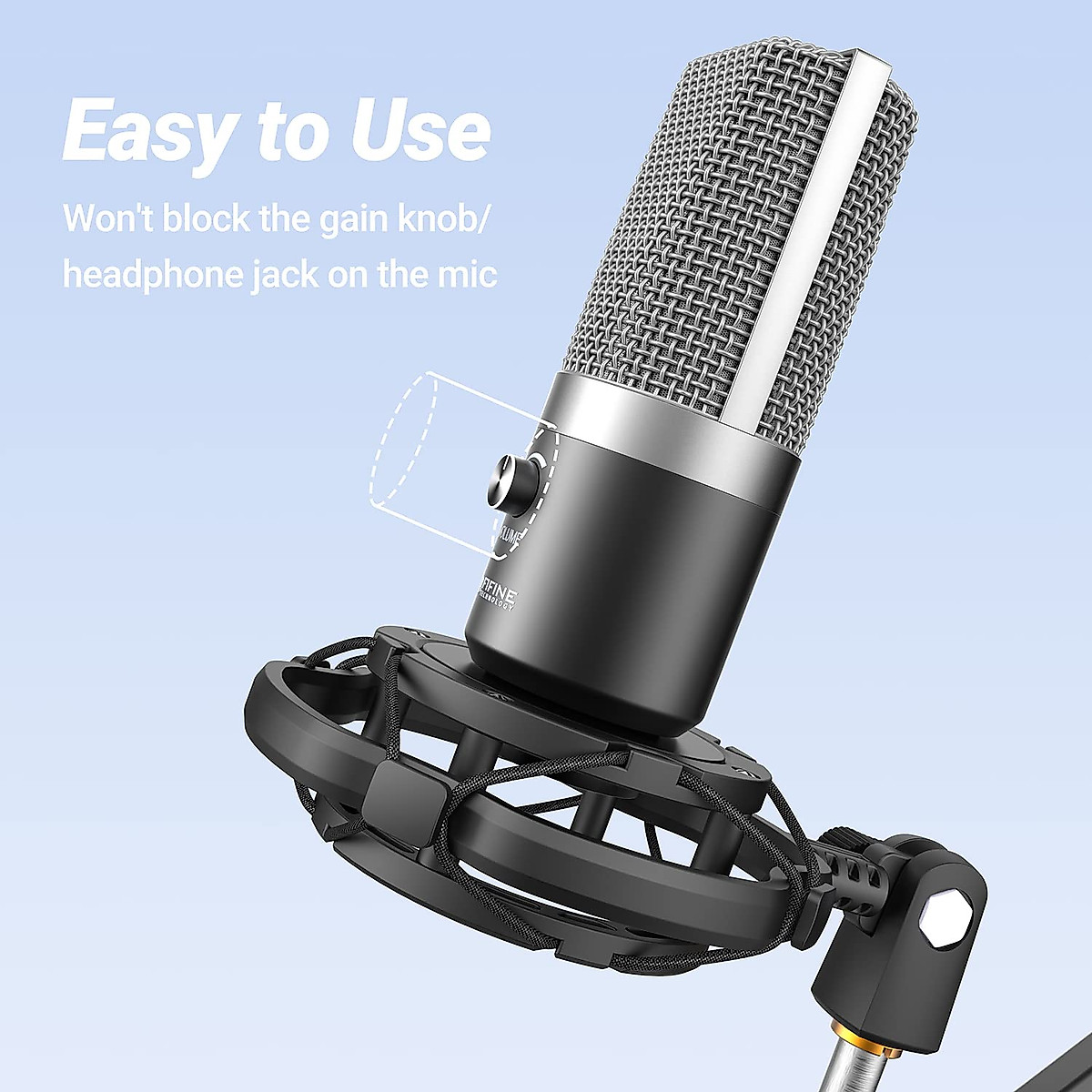 FIFINE Shock Mount Holder for Microphone, Vibration Reduction and Noise Elimination, with Thumbscrew, Pivot mount, Suitable for Desk Stand and Boom Arm