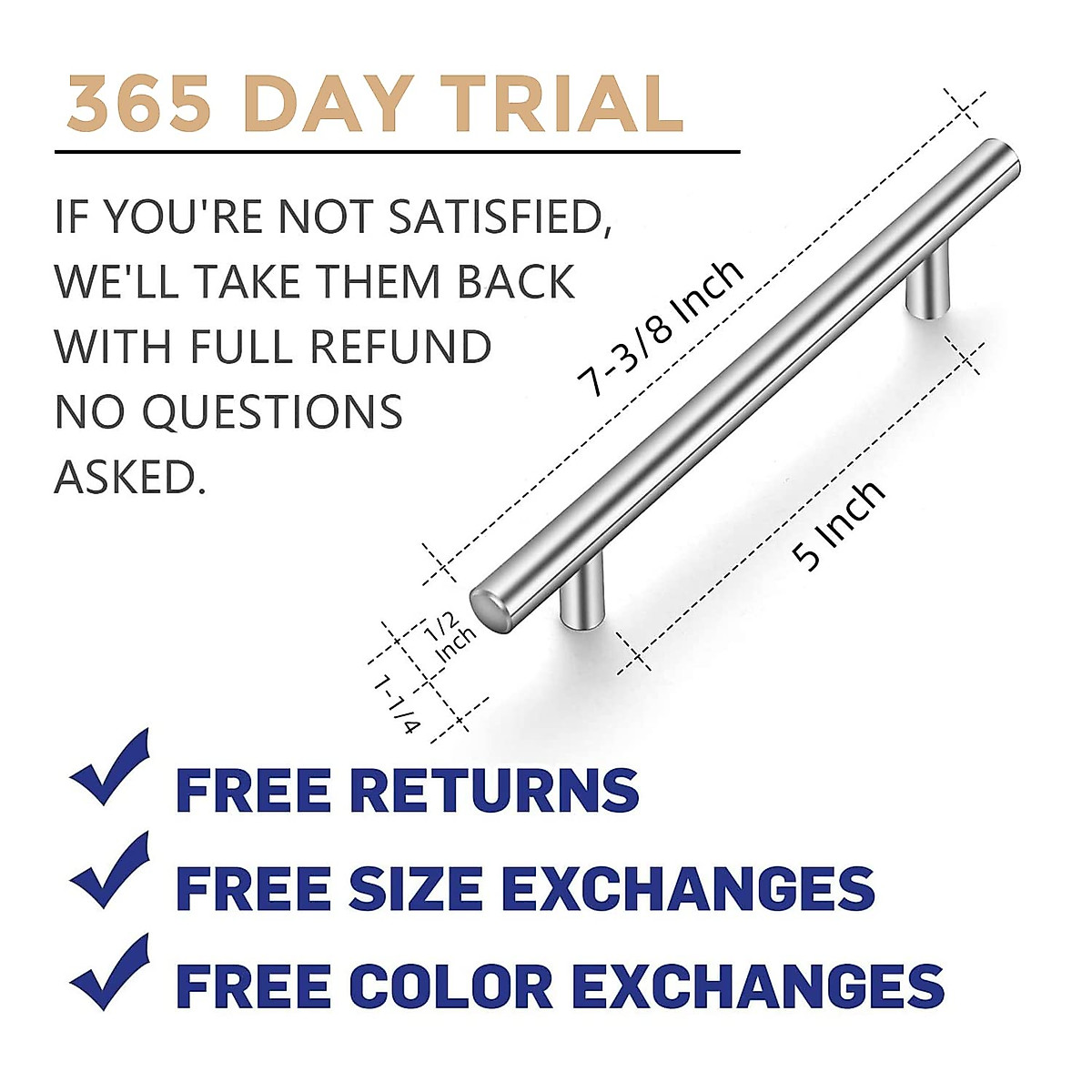 Ravinte 30 Pack | 7.38'' Cabinet Pulls Brushed Nickel Stainless Steel Kitchen Drawer Pulls Cabinet Handles 7-3/8”Length, 5” Hole Center with Mounting Template