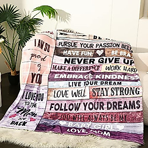 Daughter Gift from Mom Ultra Soft Blanket Birthday Daughter Gifts I Love You to The Moon and Back Present Pink Christmas Throw Blanket for Couch Bed 60'' x 50''