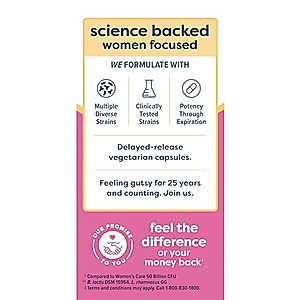 Renew Life Women's Probiotic Capsules, Supports pH Balance for Women, Vaginal, Urinary, Digestive and Immune Health, L. Rhamnosus GG, Dairy, Soy and Gluten-Free, 90 Billion CFU - 30 Ct